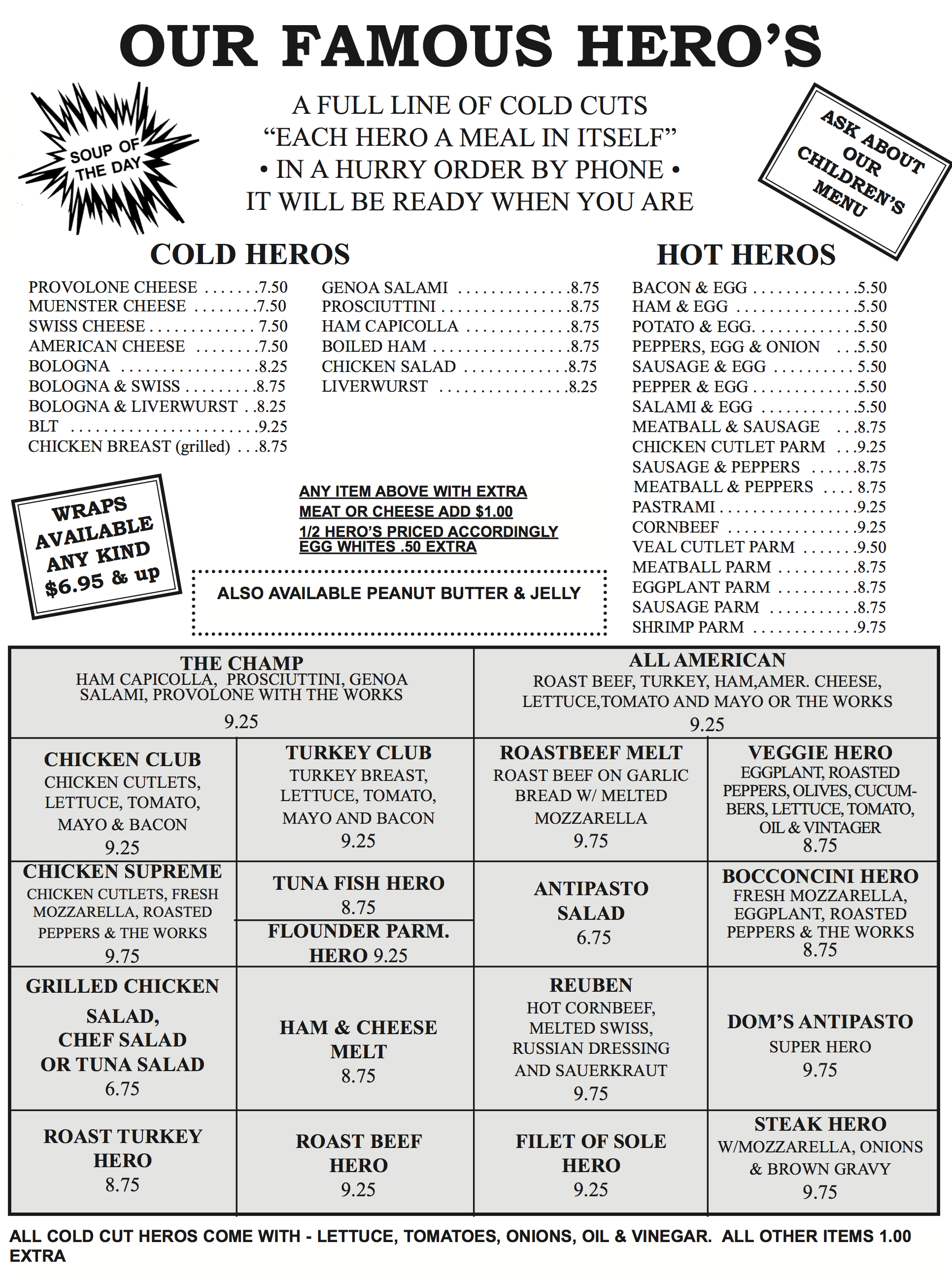 Menu – My Hero Deli | Delicatessen in North Merrick | The Champ ...