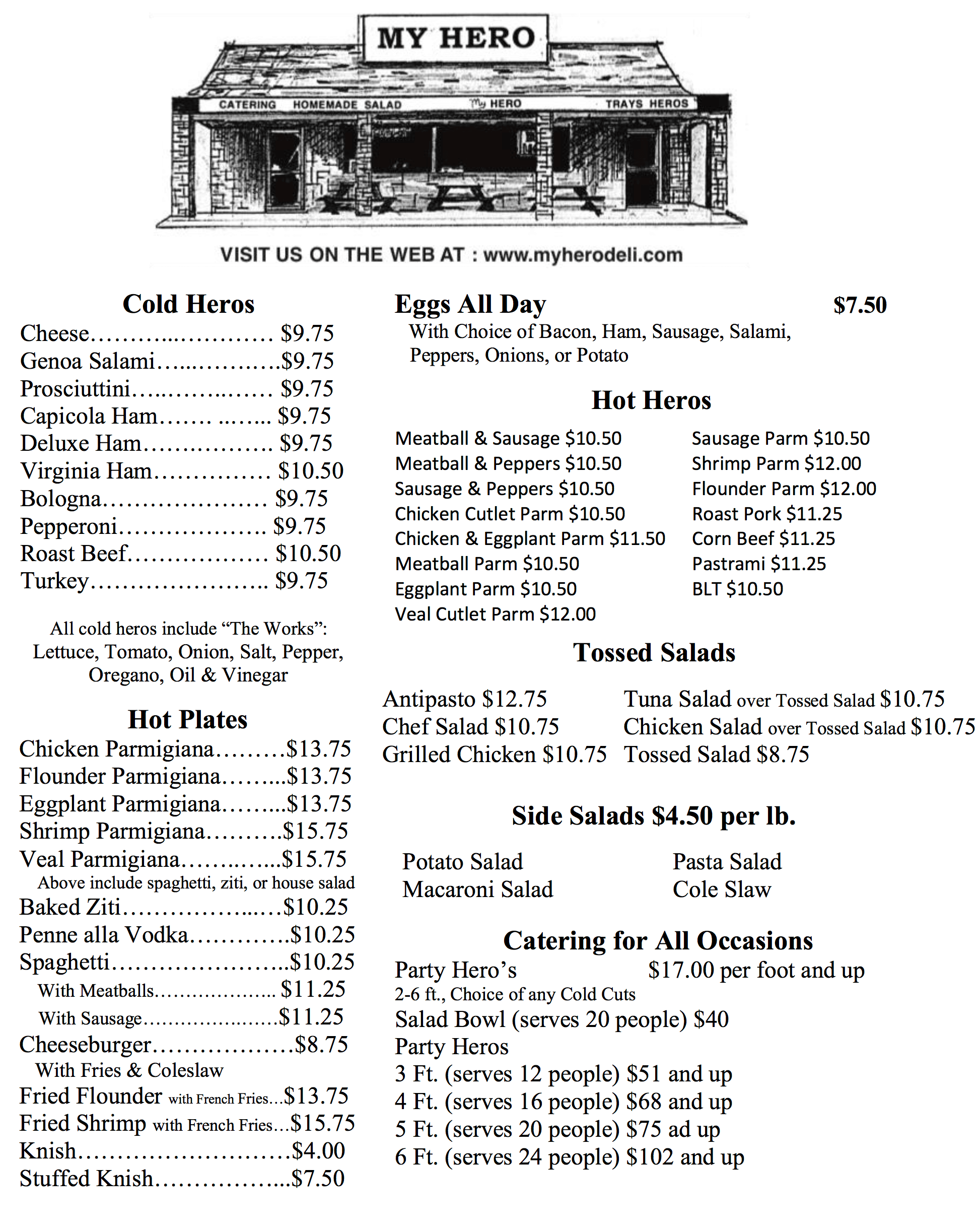 Menu – My Hero Deli | Delicatessen in North Merrick | The Champ ...